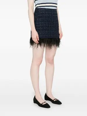 TWINSET Feather-trim Tweed Mini Skirt