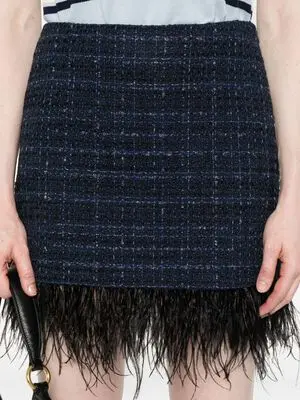 TWINSET Feather-trim Tweed Mini Skirt
