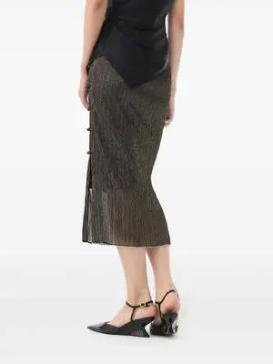 Shanghai Tang Metallic Side-slit Midi Skirt