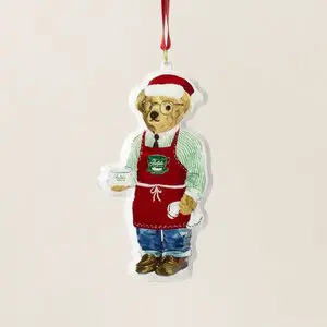 Ralph Lauren S Coffee Polo Bear Ornament - Green Multi