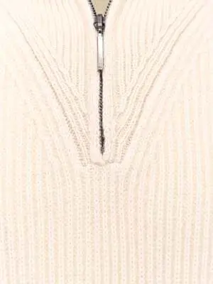 Alpha Studio Cashmere Half Zip Sweater - White