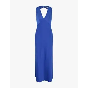OMNES Tie-back Satin Maxi Dress - Blue Cobalt