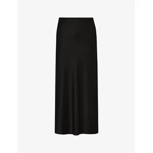 MALINA Aubree High-rise Satin Midi Skirt - Black