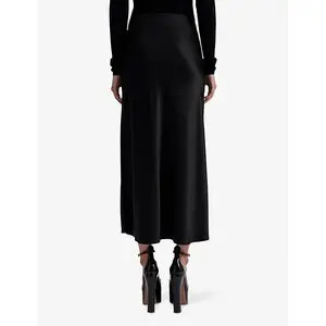 MALINA Aubree High-rise Satin Midi Skirt - Black