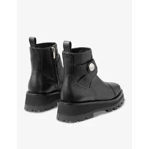 JIMMY CHOO Meena Button-embellished Leather Ankle Boots - Black
