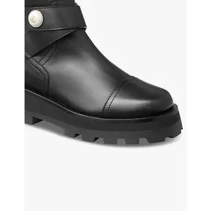 JIMMY CHOO Meena Button-embellished Leather Ankle Boots - Black