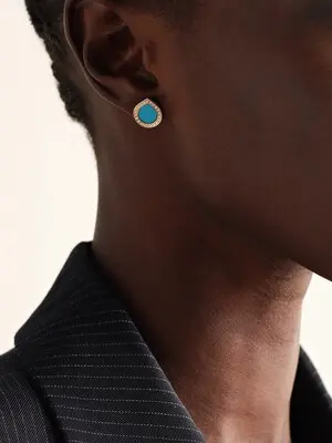 REPOSSI Antifer 18-karat Rose Gold, Turquoise And Diamond Single Earring - Blue