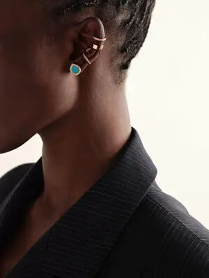 REPOSSI Antifer 18-karat Rose Gold, Turquoise And Diamond Single Earring - Blue
