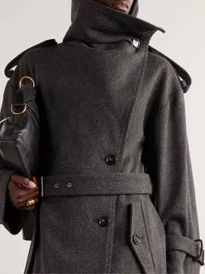 Acne Studios Oversized Belted Herringbone Wool-blend Coat
