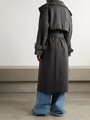 Acne Studios Oversized Belted Herringbone Wool-blend Coat