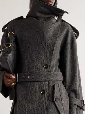 Acne Studios Oversized Belted Herringbone Wool-blend Coat