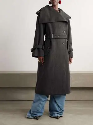 Acne Studios Oversized Belted Herringbone Wool-blend Coat