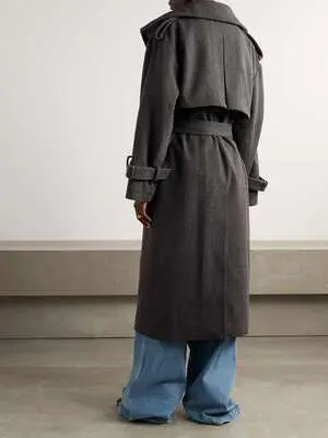 Acne Studios Oversized Belted Herringbone Wool-blend Coat