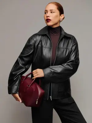 REFORMATION Veda Bennett Oversized Leather Bomber