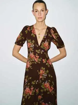 REFORMATION Petites Naira Dress - Brown