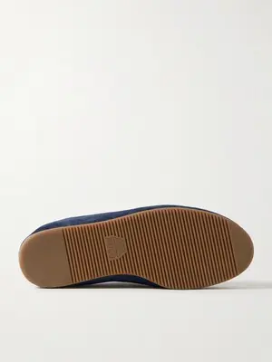 Mulo Suede-trimmed Shearling-lined Wool Slippers - Blue