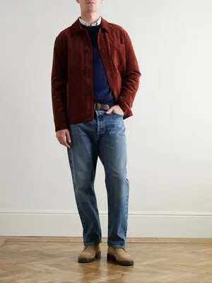 DRAKE'S Brushed Shetland Wool Sweater - Blue