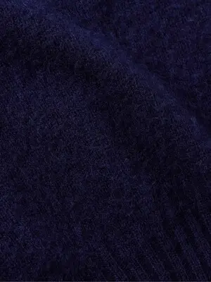 DRAKE'S Brushed Shetland Wool Sweater - Blue