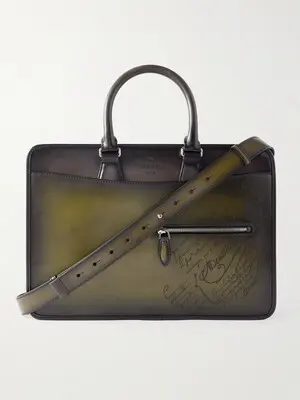 Berluti Un Jour Mini Scritto Venezia Leather Briefcase - Green