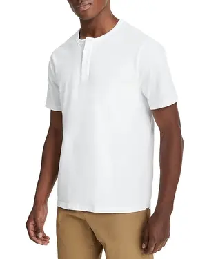 Vince Regular Fit Short Sleeve Henley Tee Optic White