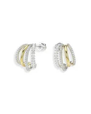 SWAROVSKI Hyperbola Crystal Split Hoop Earrings Silver/gold