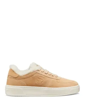 STUART WEITZMAN Courtside Shearling Sneakers - Adobe/butter