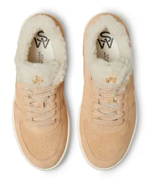 STUART WEITZMAN Courtside Shearling Sneakers - Adobe/butter