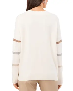Vince Camuto Striped Sequined Sweater - Antique White