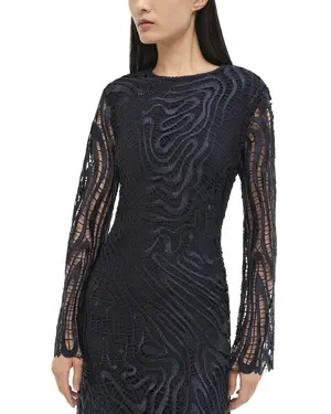 Simkhai Vanina Long Sleeve Lace Midi Dress