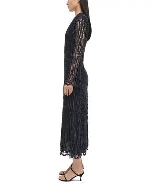 Simkhai Vanina Long Sleeve Lace Midi Dress