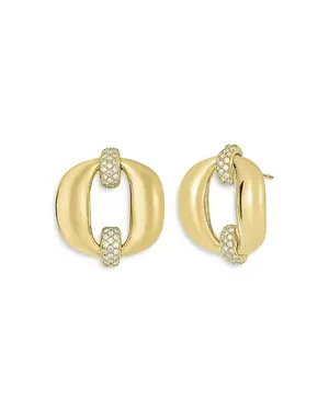 Roberto Coin 18k Yellow Diamond Pave Circle Stud Earrings - Gold