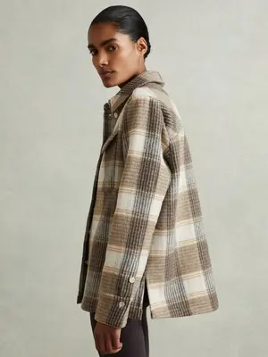 REISS Phoebe Wool-blend Checked Shacket