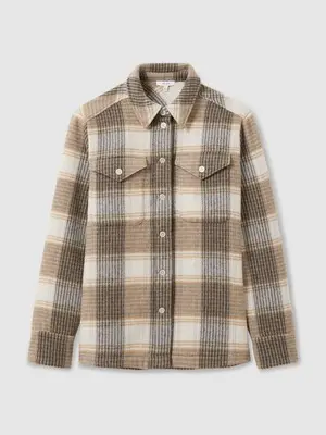 REISS Phoebe Wool-blend Checked Shacket