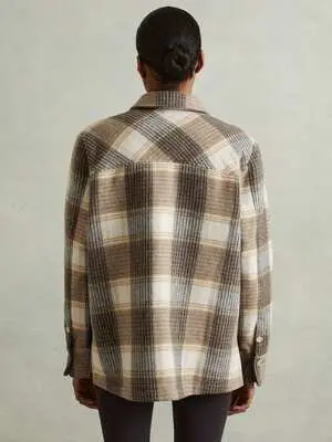 REISS Phoebe Wool-blend Checked Shacket
