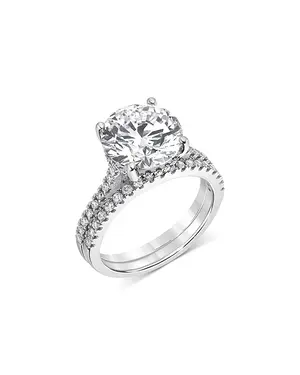 Bloomingdale'S 18k Gold Lab Grown Diamond Bridal Set 4.50 Tcw - White