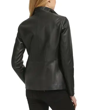 Cole Haan Leather Zip-up Jacket - Black