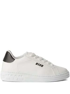 MSGM Logo-embossed Leather Sneakers