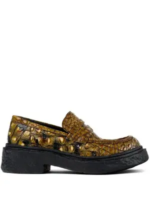 Camper Vamonos Croc-effect Leather Loafers - Brown