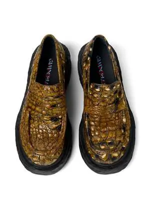 Camper Vamonos Croc-effect Leather Loafers - Brown