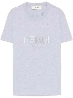 Fendi Logo-embroidered T-shirt - Grey