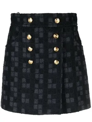 Gucci Double-breasted Tweed Miniskirt