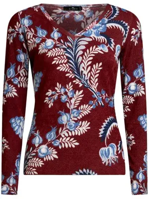 Etro Floral-print Knitted Top - Red