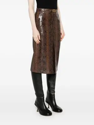 TWINSET Lizard-skin Effect Midi Skirt