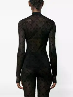 MARINE SERRE Moonogram Sheer Long-sleeve Top - Black