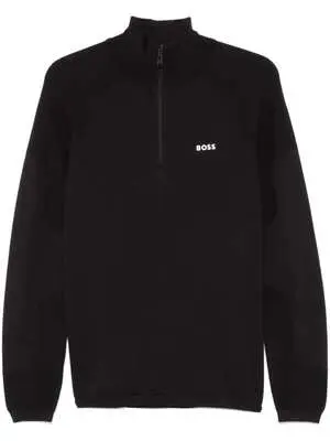 BOSS Rubberised-logo Sweater - Black