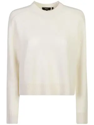 Theory Cropped Cashmere Sweater - White