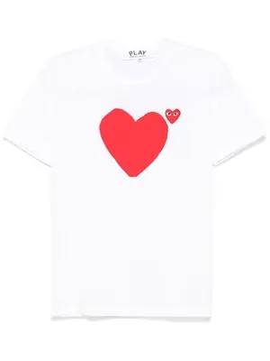 Play Comme Des Garcon Heart-print T-shirt - White