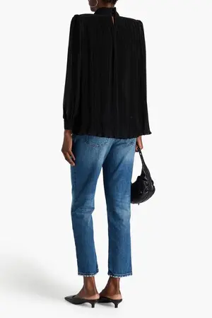 FRAME Plissé Chiffon Blouse