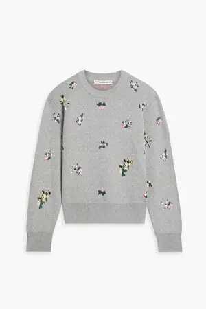 Autumn Cashmere Embellished Jacquard-knit Cotton Sweater