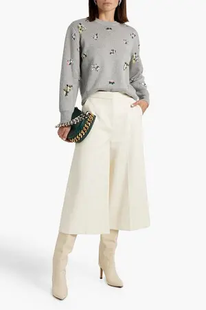 Autumn Cashmere Embellished Jacquard-knit Cotton Sweater